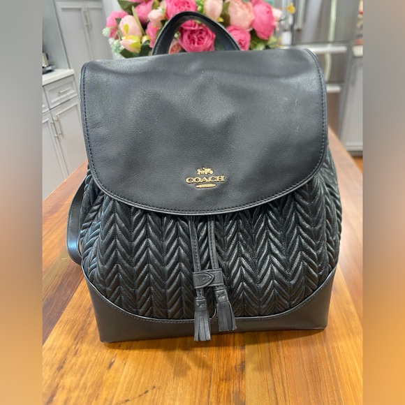 Coach | Bags | Coach Elle Black Braided Leather Backpack Purse | Poshmark